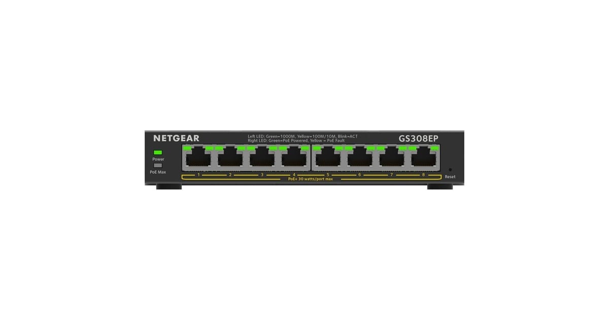Netgear 8-Port Gigabit Ethernet PoE+ Plus Switch (GS308EP) Gestito L2 ...