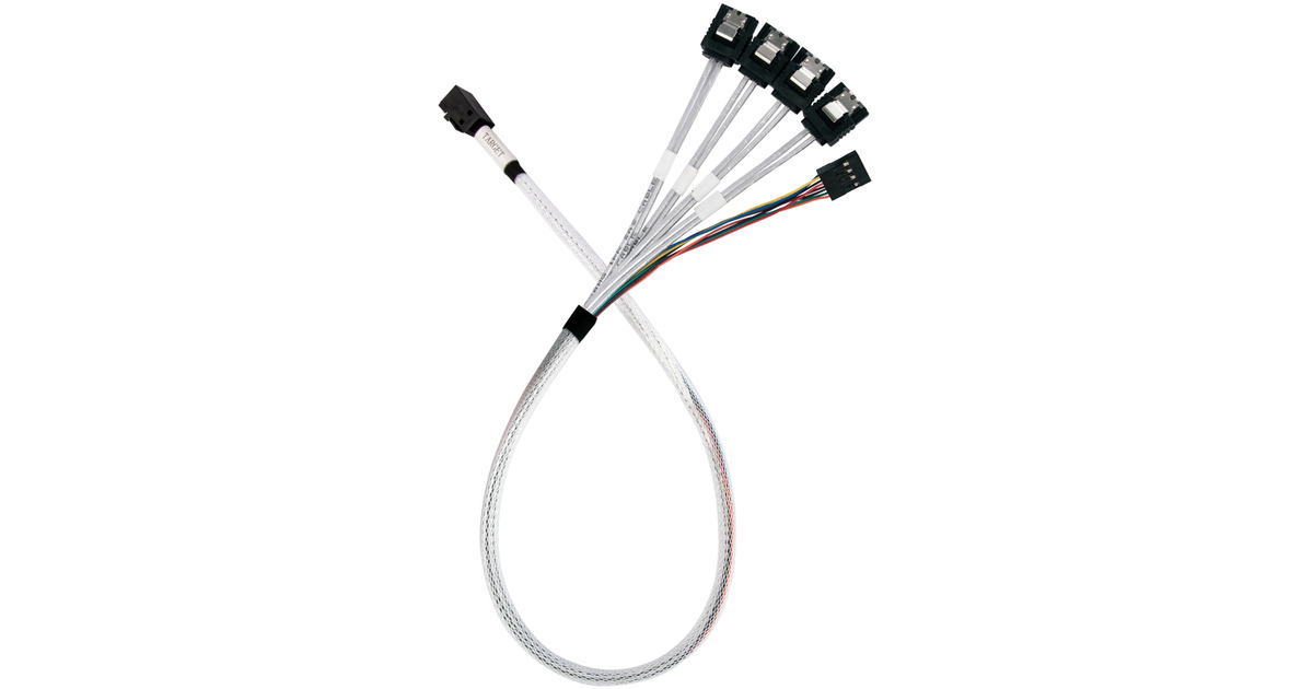 SilverStone Cavo adattatore SST-CPS05-RE, mini-SAS SFF 8643 > 4x SATA ...