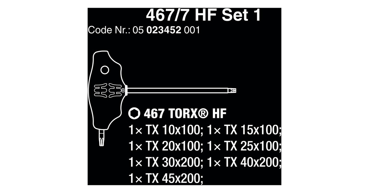 Wera 467/7 TORX HF Set 1, Cacciavite Nero/Verde