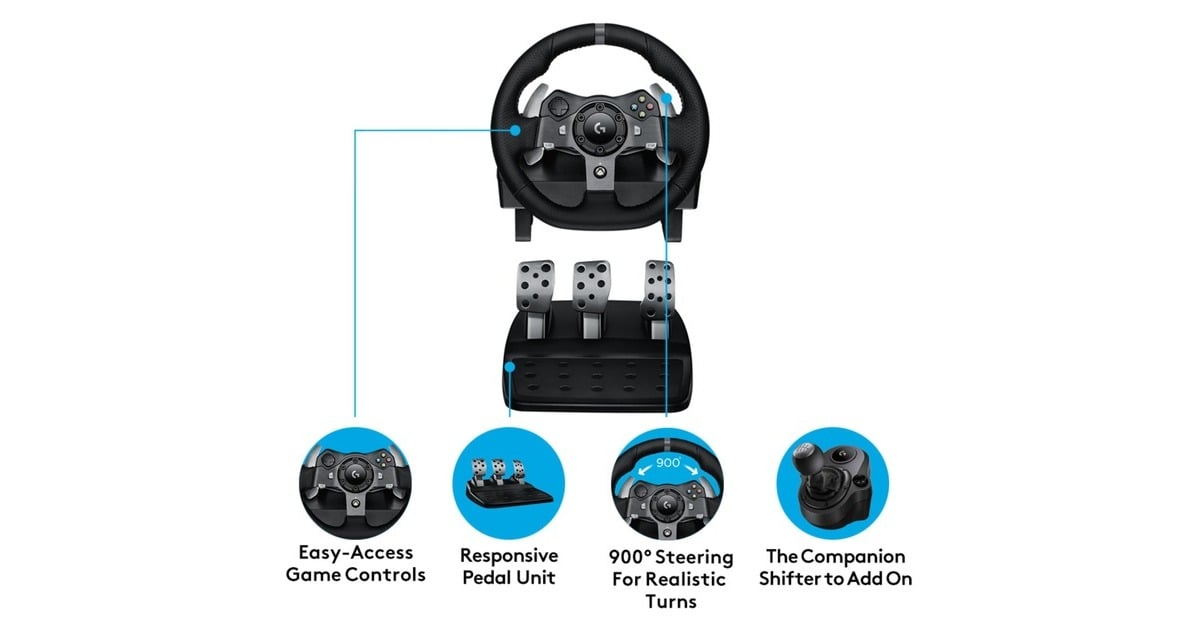 Logitech Gaming G920 Driving Force Nero USB 2.0 Sterzo + Pedali ...