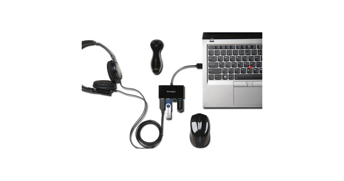 Kensington Hub a 4 porte USB 3.0 UH4000 - Nero, Hub USB Nero, USB 3.2 Gen 1 (3.1 Gen 1) Type-A ...